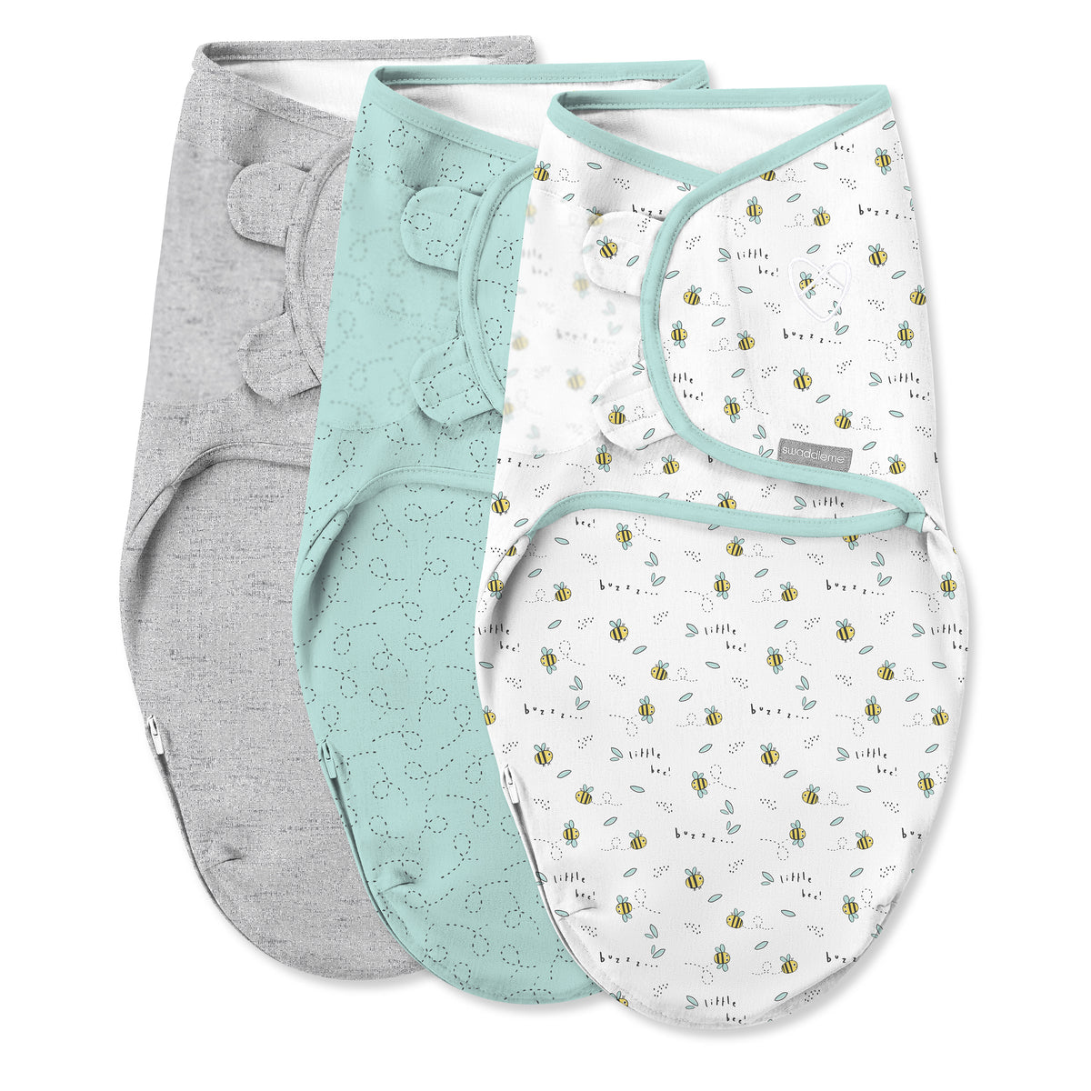 Easy Change Swaddle, Size SM, 0-3 months, 3pk (Little Bees) – Kids2, LLC