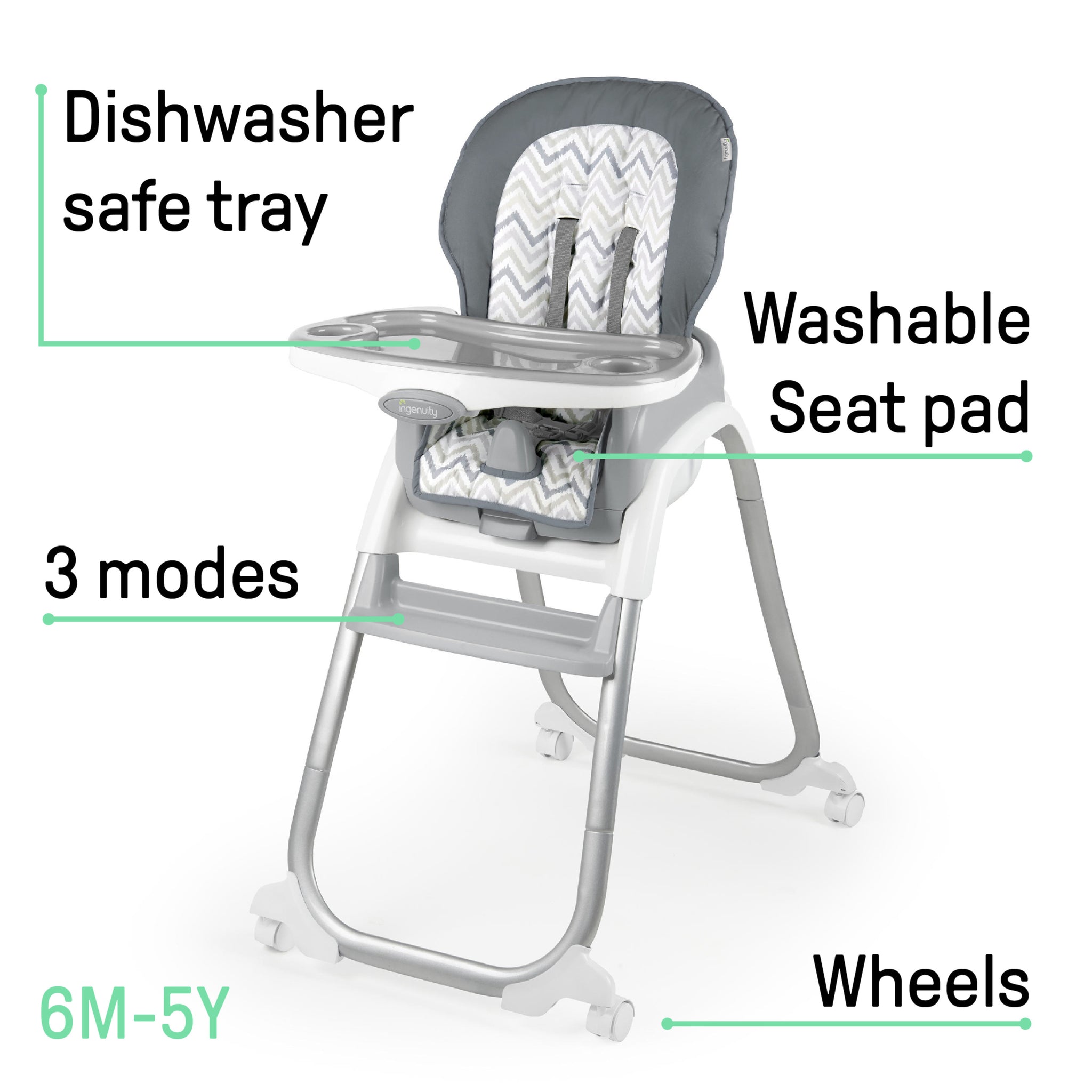Ingenuity Trio Elite 3 in 1 High Chair Slate High Chair Toddler Chair and Booster Braden